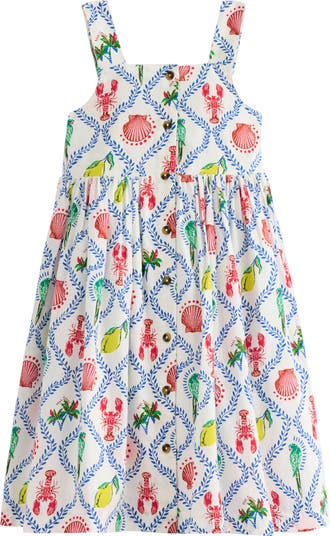 Mini Boden Kids' Vacation Print Cotton Button-Up Sundress | Nordstrom