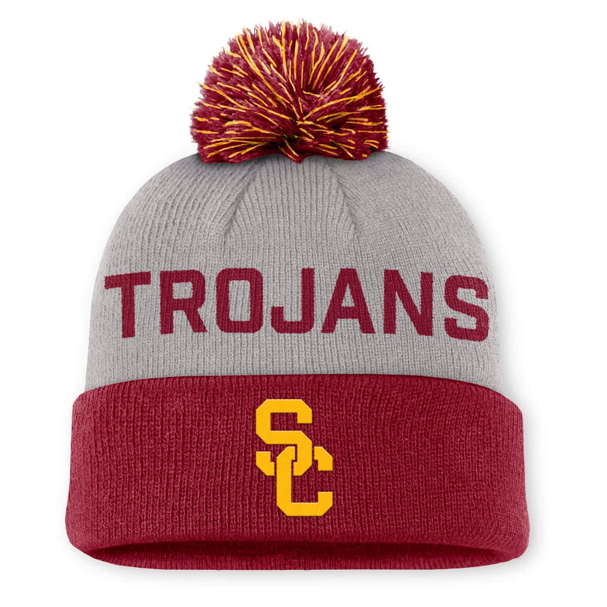 Nike Men's Nike Gray/Cardinal USC Trojans Primetime Peak Cuffed Knit ...