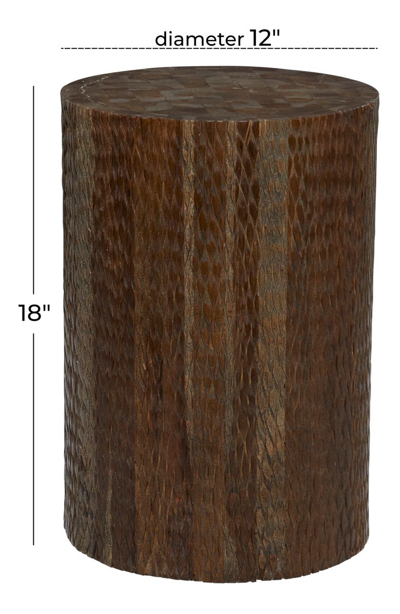 GINGER BIRCH STUDIO Brown Teakwood Intricately Carved Accent Table ...