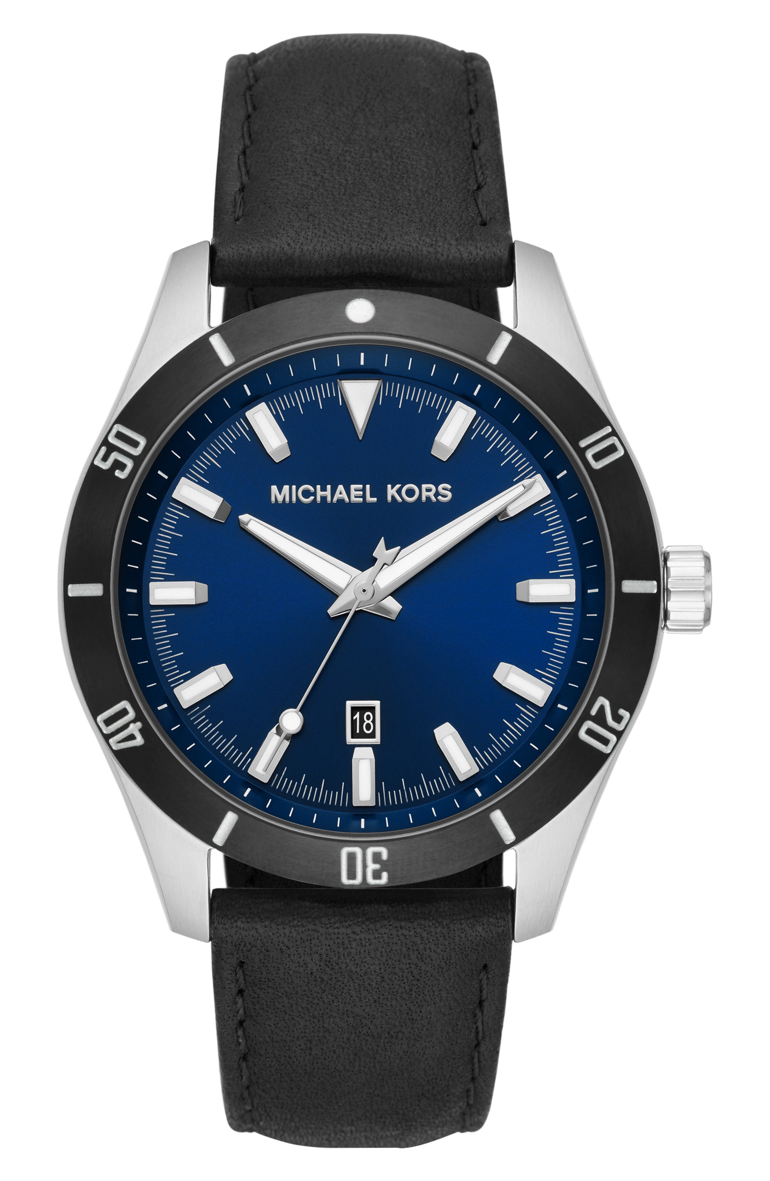 Michael Kors Layton Leather Strap Watch, 44mm | Nordstrom
