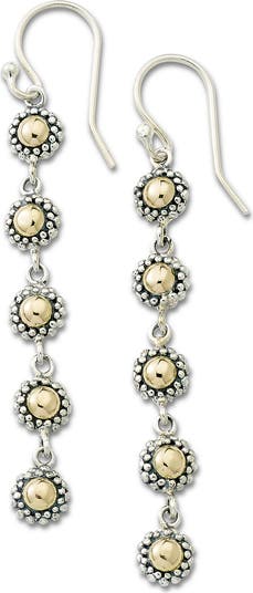 SAMUEL B. Sterling Silver & 18K Round Beaded Design Drop & Stud ...