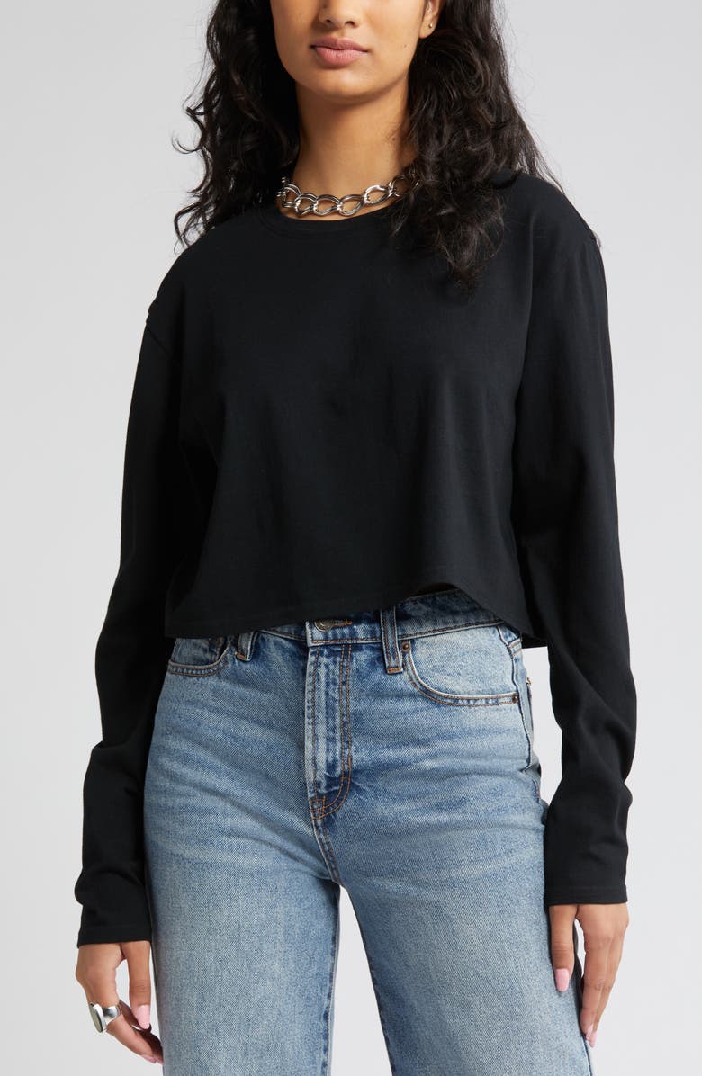 Open Edit Long Sleeve Boxy Organic Cotton T-Shirt | Nordstromrack