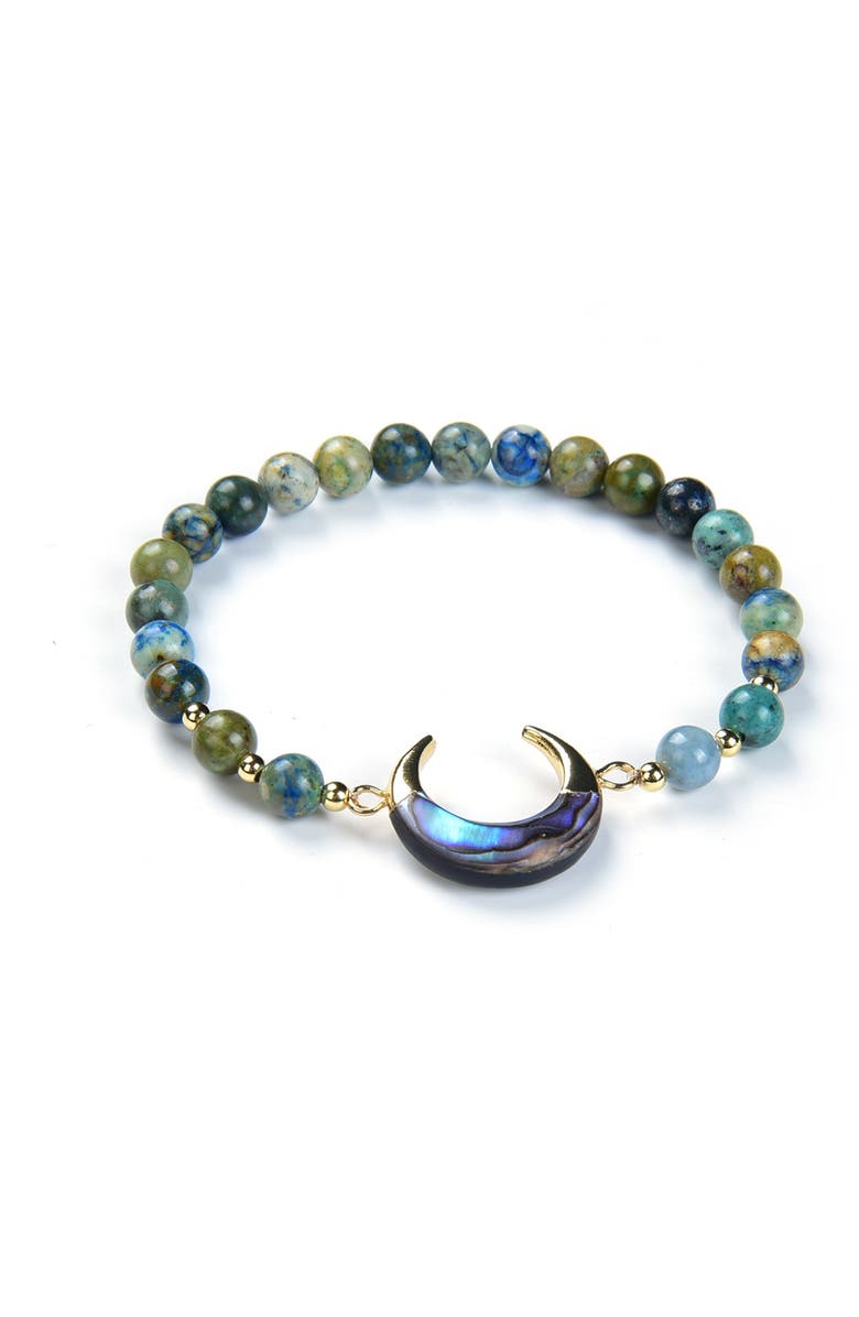 EYE CANDY LOS ANGELES Natural Chrysocolla Bead Bracelet Abalone Shell ...