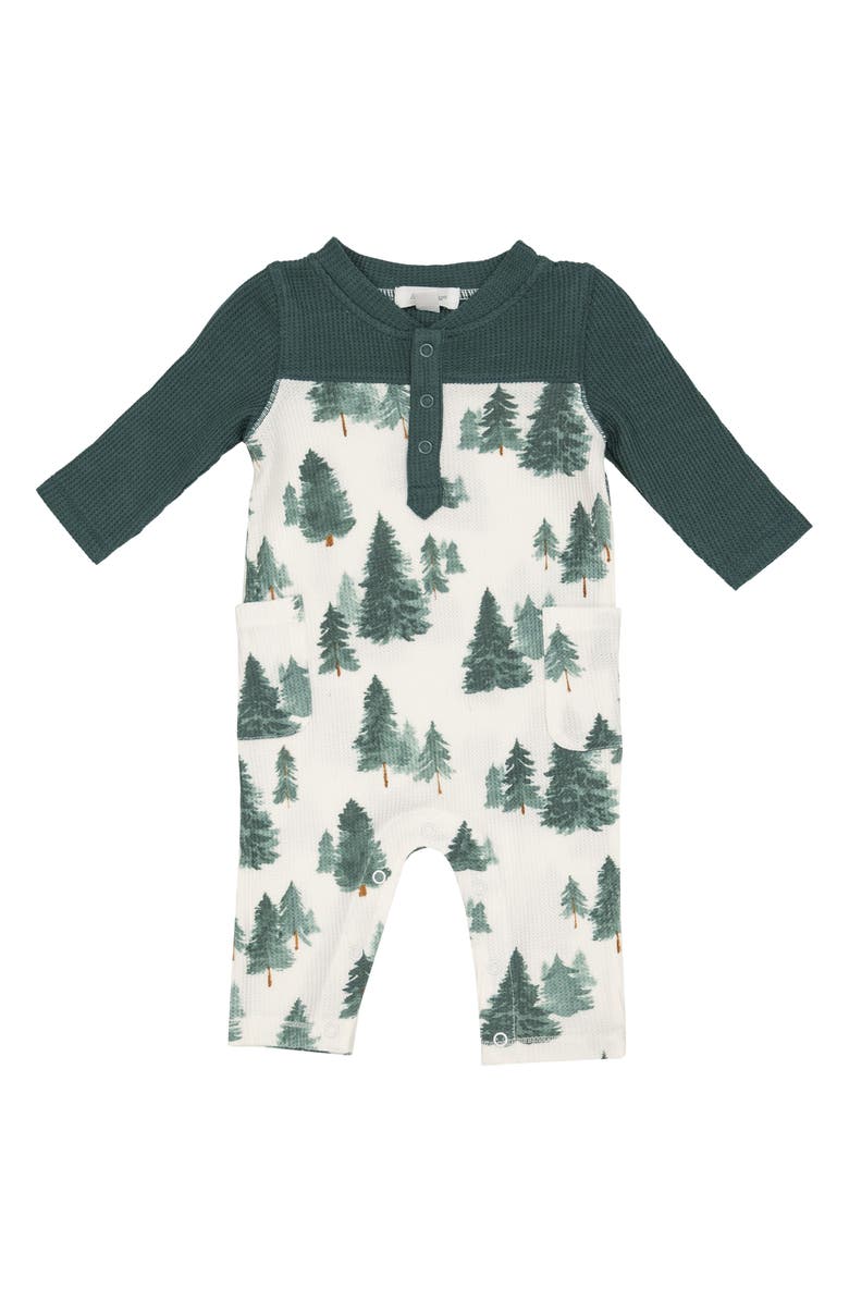 Angel Dear Trees Colorblock Waffle Knit Romper | Nordstromrack