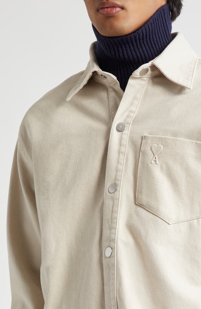 AMI PARIS Ami De Coeur Cotton Twill Overshirt | Nordstrom