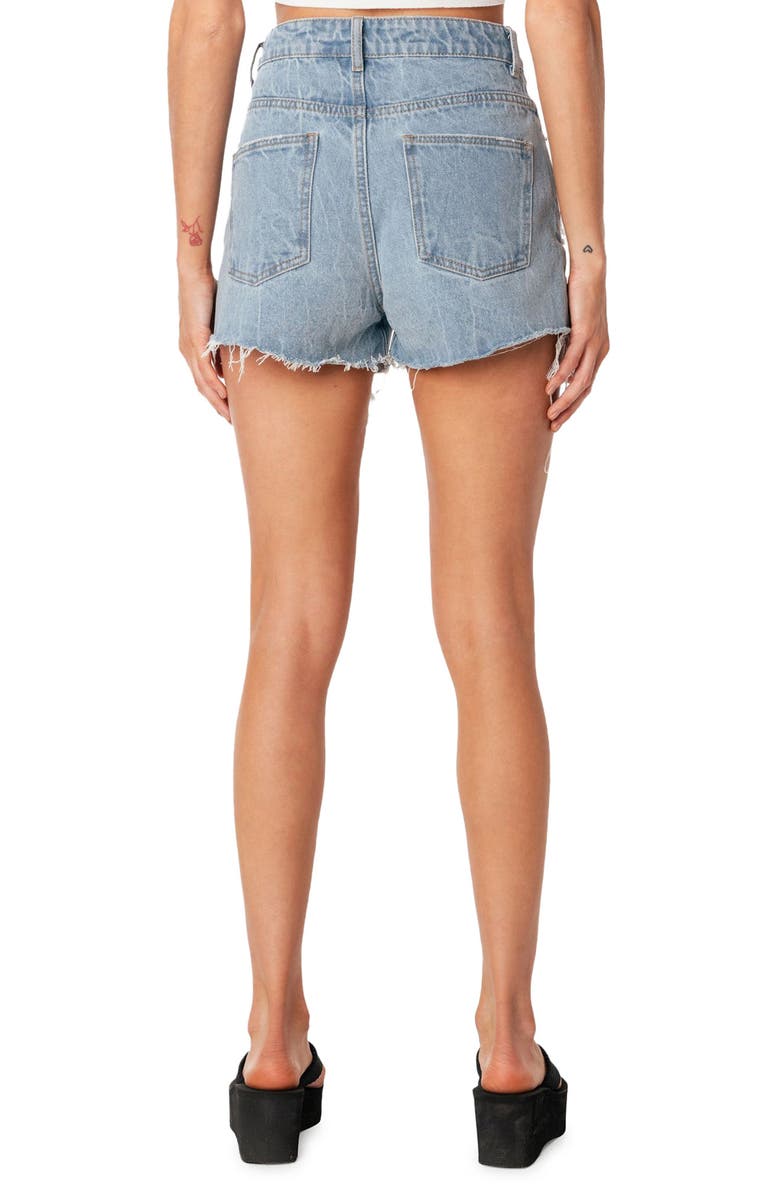 EDIKTED Cali Girl Ripped Cutoff Denim Shorts | Nordstrom