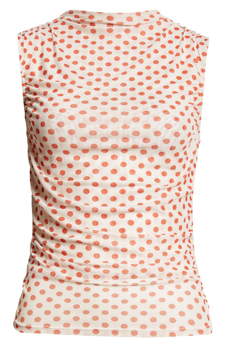 Miaou Cam Polka Dot Ruched Sheer Mesh Crop Top | Nordstromrack
