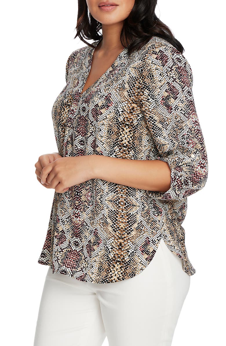 Chaus Roll Sleeve Snake Print Blouse | Nordstrom