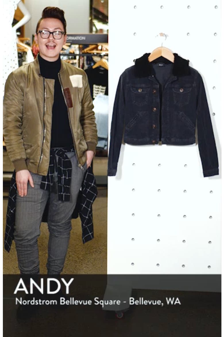 '90s Fleece Collar Corduroy Crop Jacket (Women) | Nordstromrack