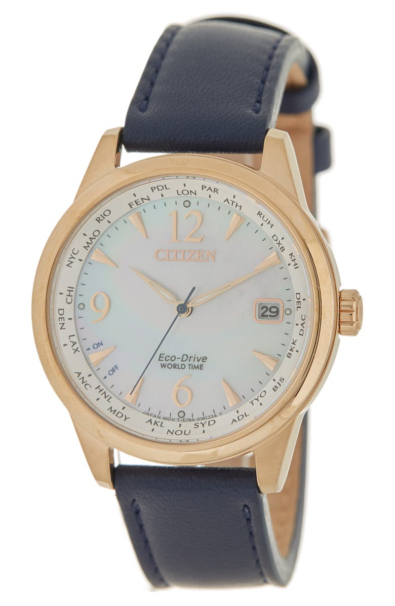 Citizen Women's World Time Eco-Drive Rose Gold White Dial Watch, 36mm ...