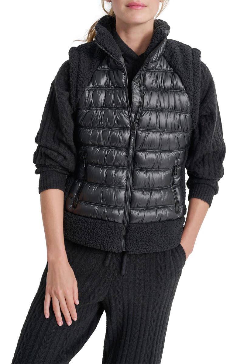 DKNY Horizontal Channel Quilted Mock Neck Vest | Nordstromrack