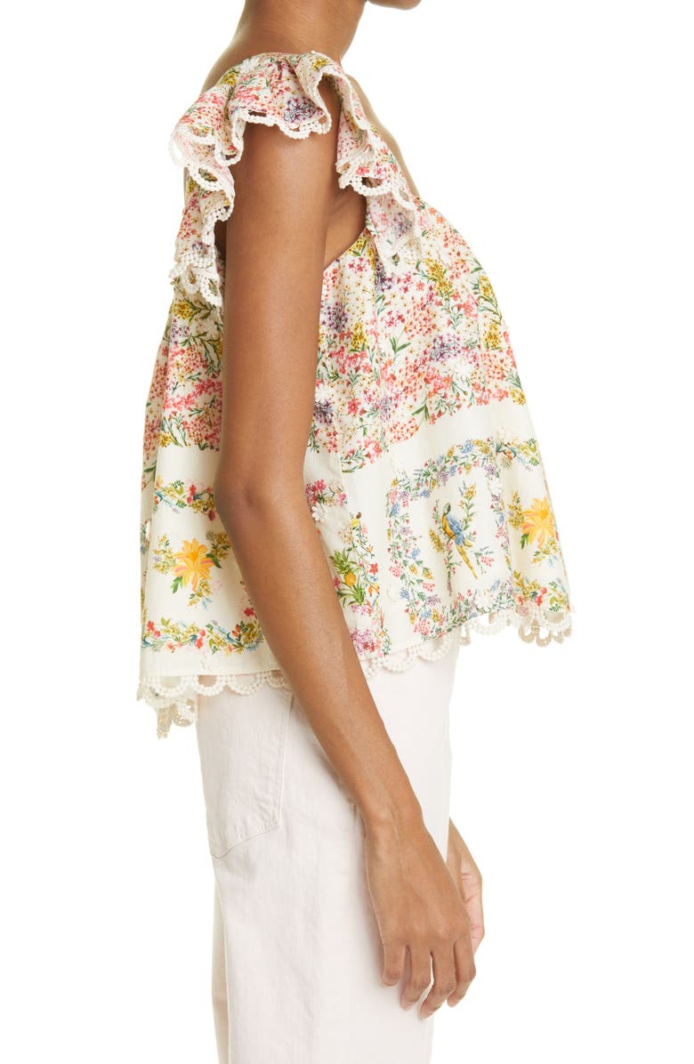 FARM Rio Delicate Forest Scarf Print Cotton Top | Nordstromrack
