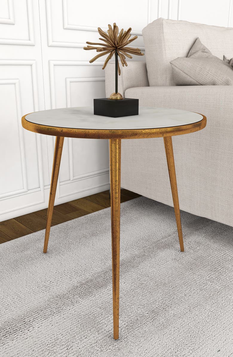 GINGER BIRCH STUDIO Goldtone Marble Accent Table | Nordstromrack