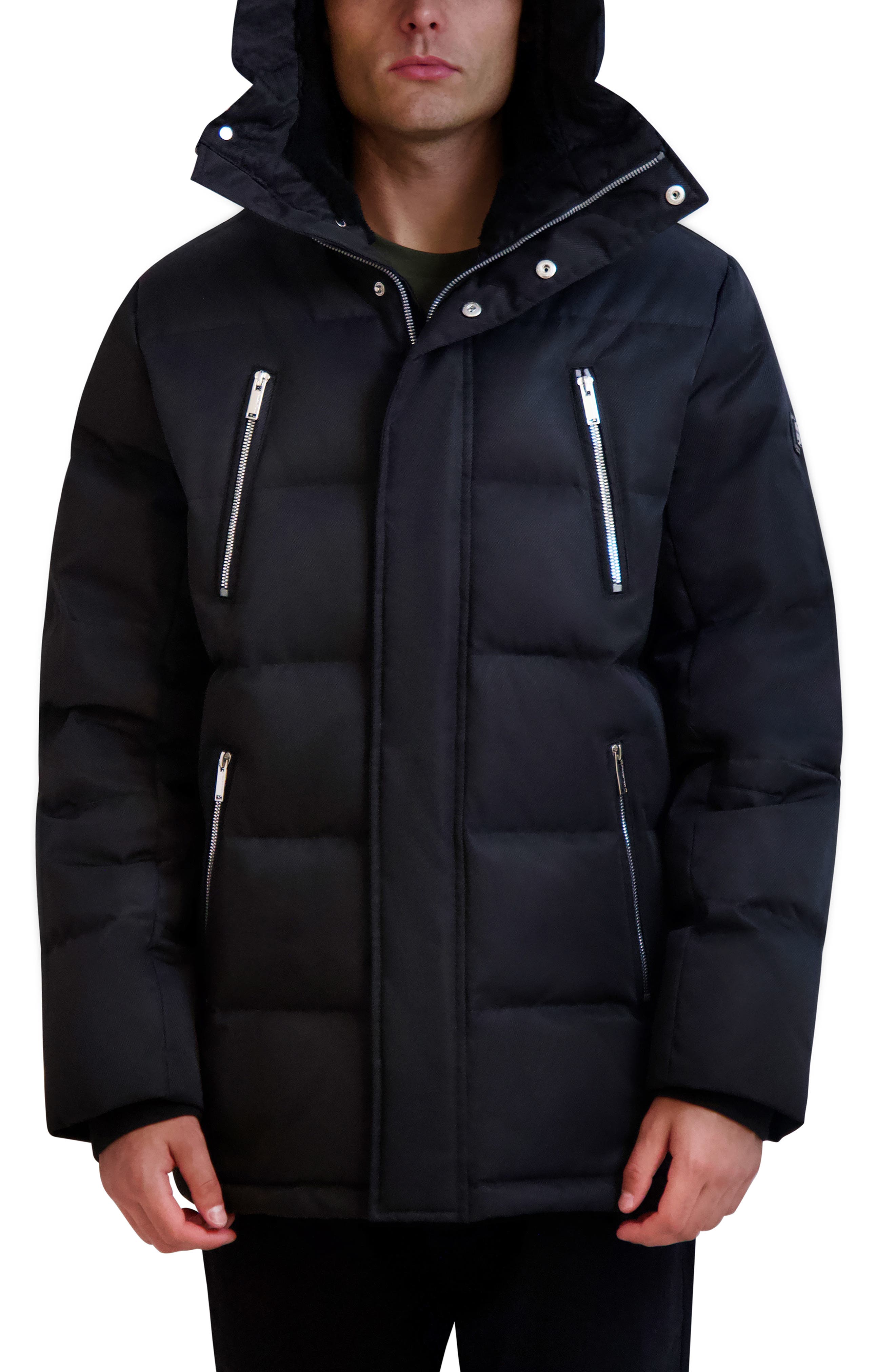 KARL LAGERFELD PARIS Faux Fur Lined Down & Feather Fill Quilted Jacket ...