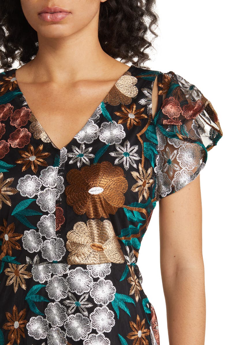 Sam Edelman Floral Embroidered Flutter Sleeve Dress | Nordstromrack