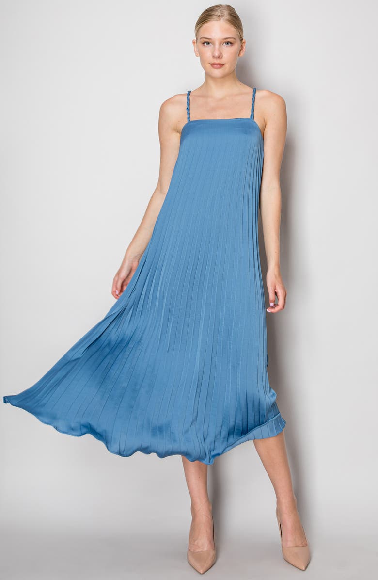 MELLODAY Braided Strap Pleated Midi Dress | Nordstromrack