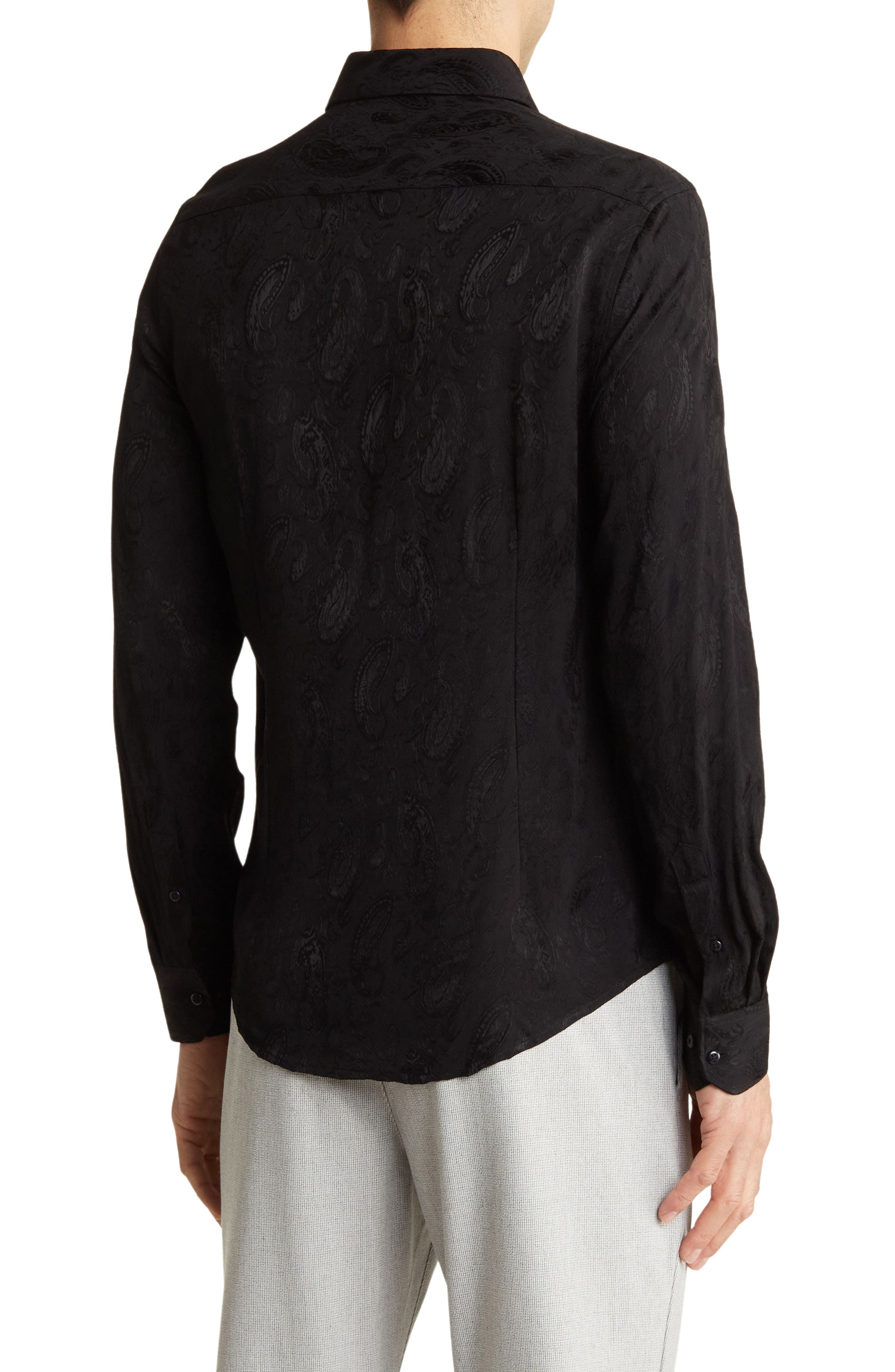 DENIM AND FLOWER Paisley Print Stretch Button-Down Shirt | Nordstromrack