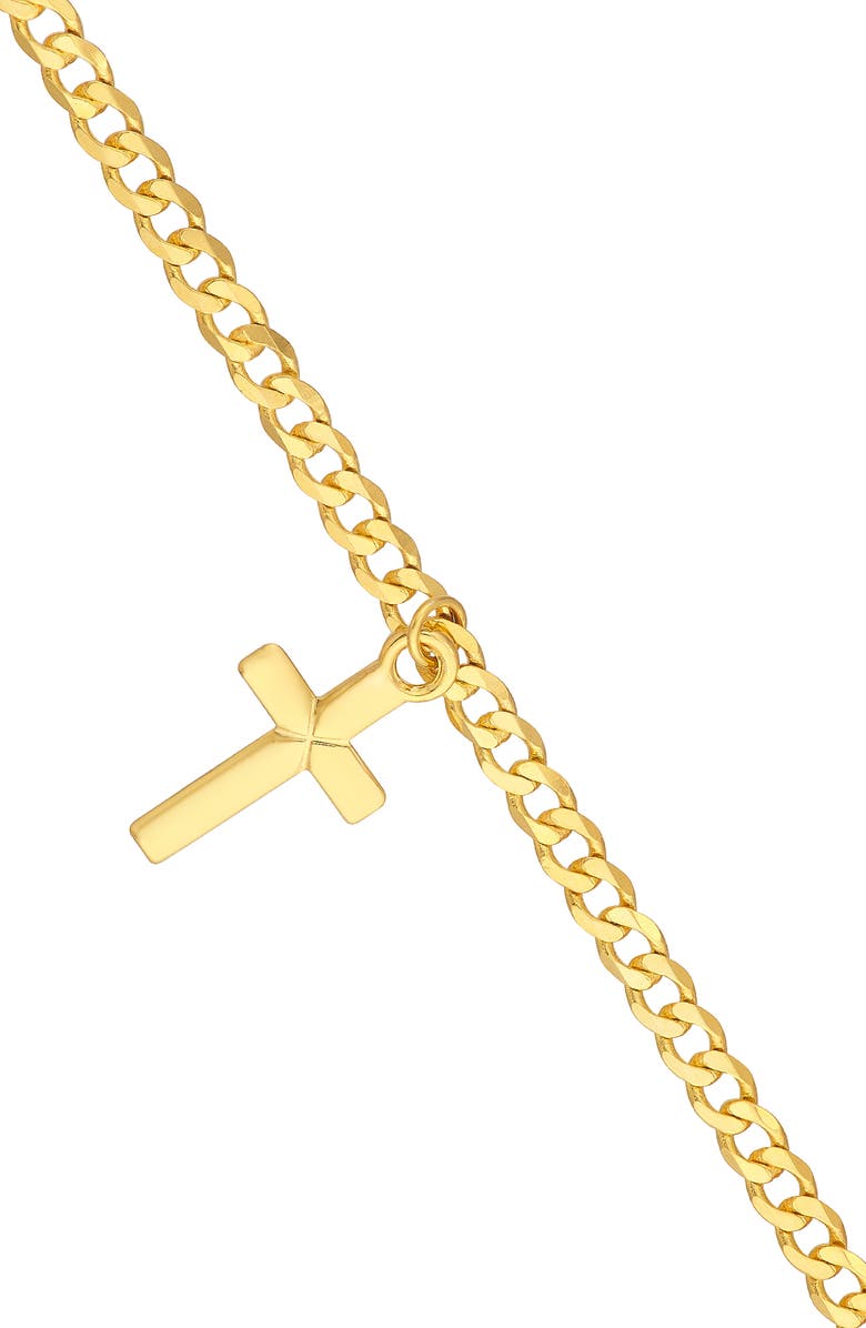 HAWLEY ST 14K Gold Curb Chain Cross Charm Bracelet | Nordstromrack
