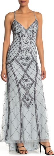 Jump Apparel Embellished Beaded High/Low Long Gown | Nordstromrack