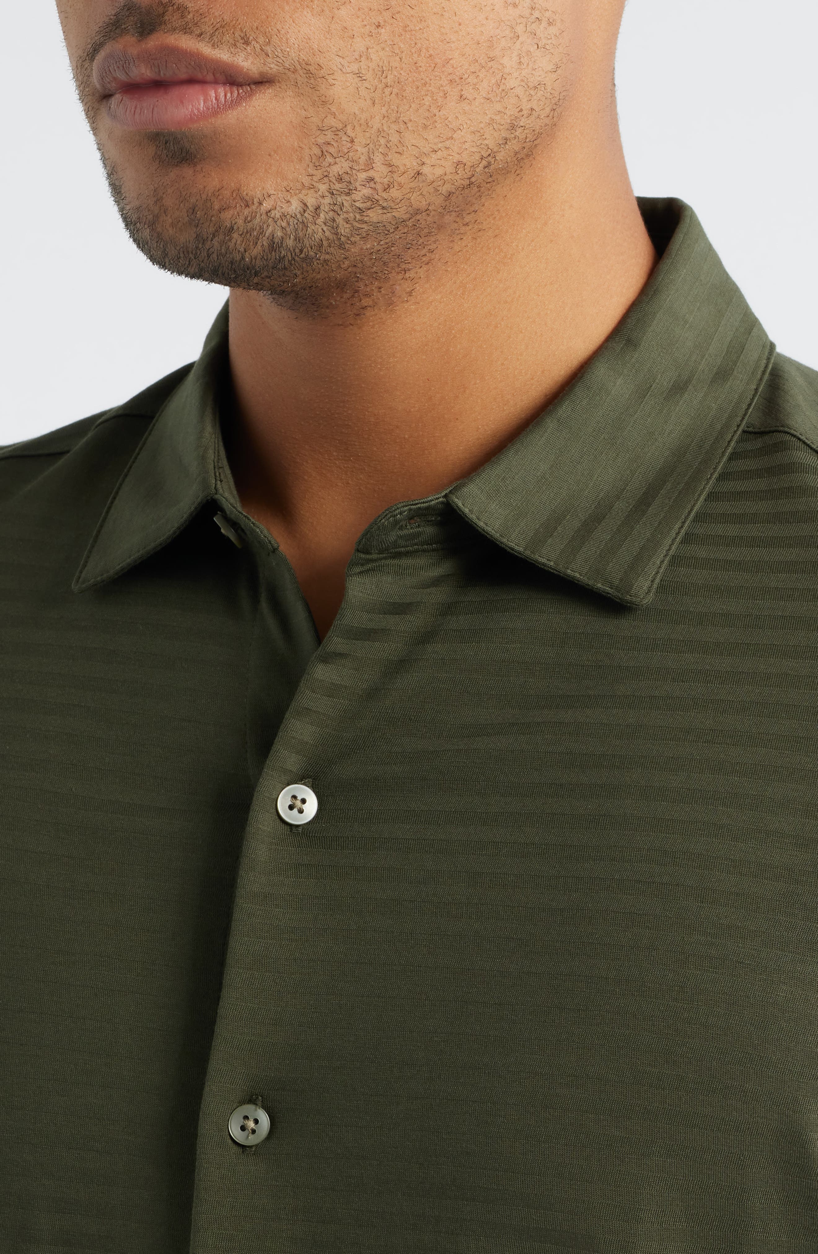 Robert Barakett Christopher Short Sleeve Pima Cotton Button-Up Shirt ...