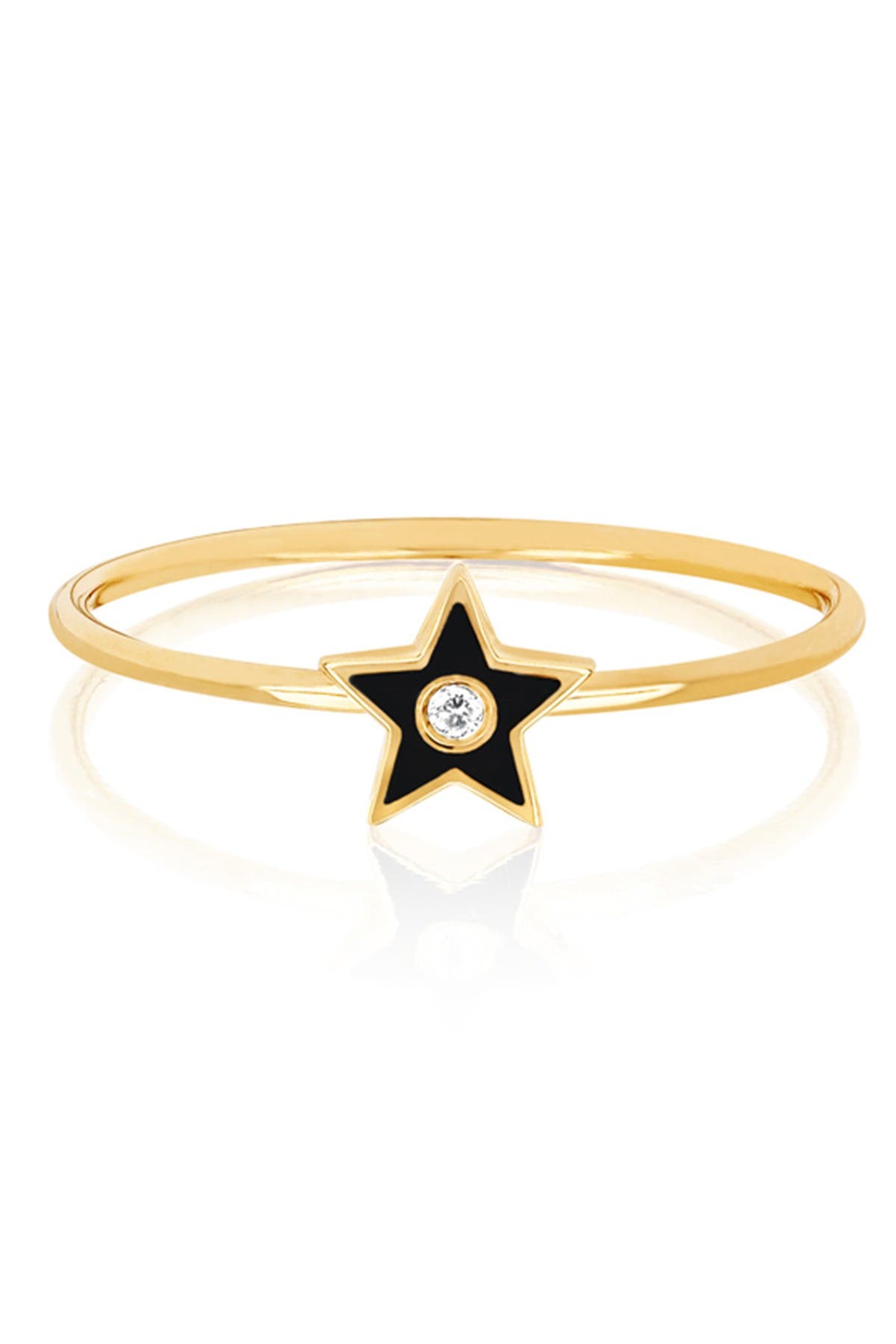 EF Collection 14K Yellow Gold Enamel Star Stack Ring - 0.01 ctw ...
