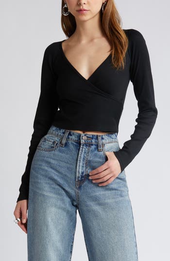 Open Edit Wrap Rib Top | Nordstrom