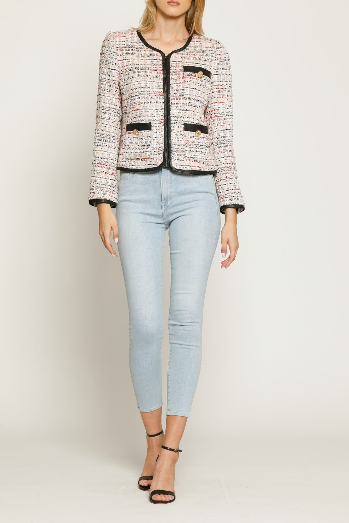 Max Tweed Faux Leather Trim Jacket (Women) | Nordstromrack