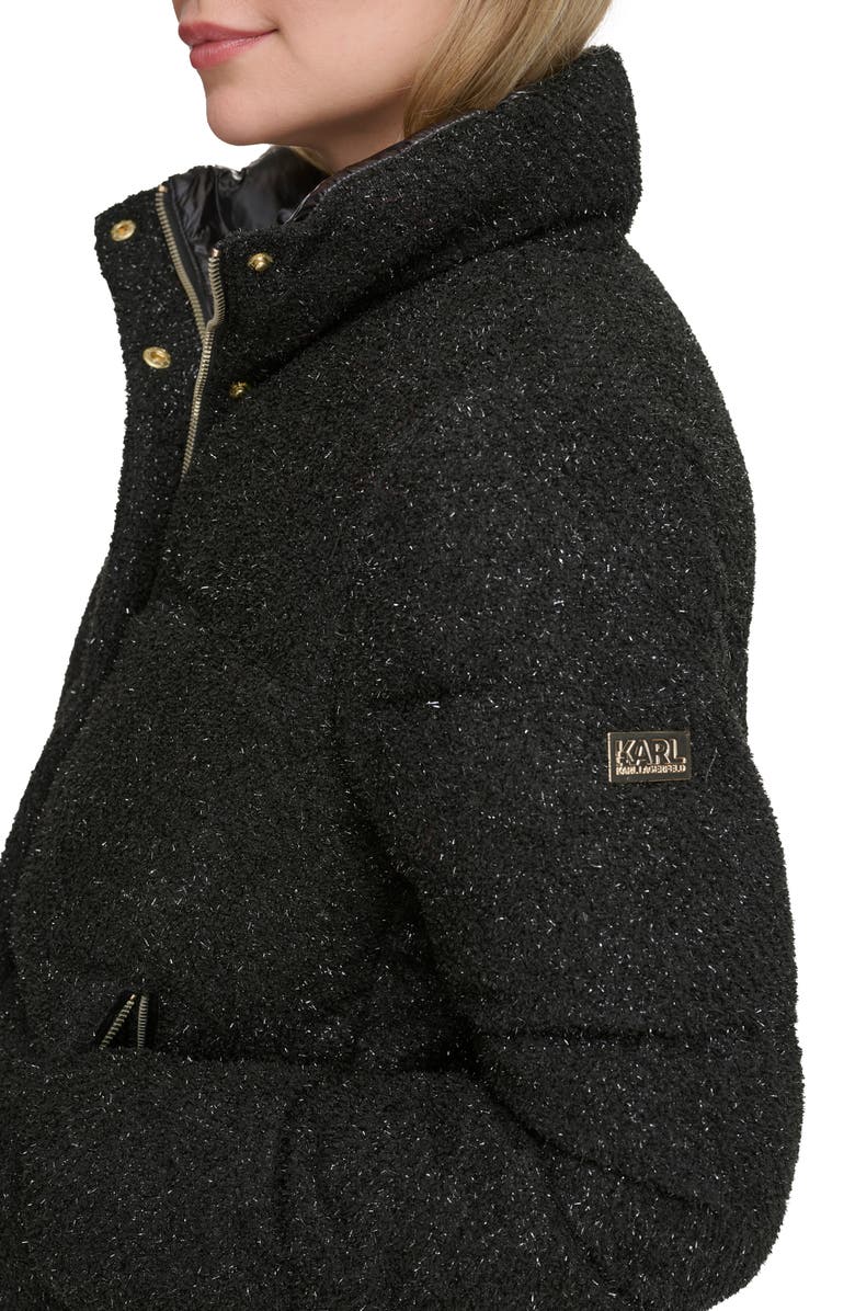 KARL LAGERFELD PARIS Sparkle Down & Feather Fill Puffer Jacket ...