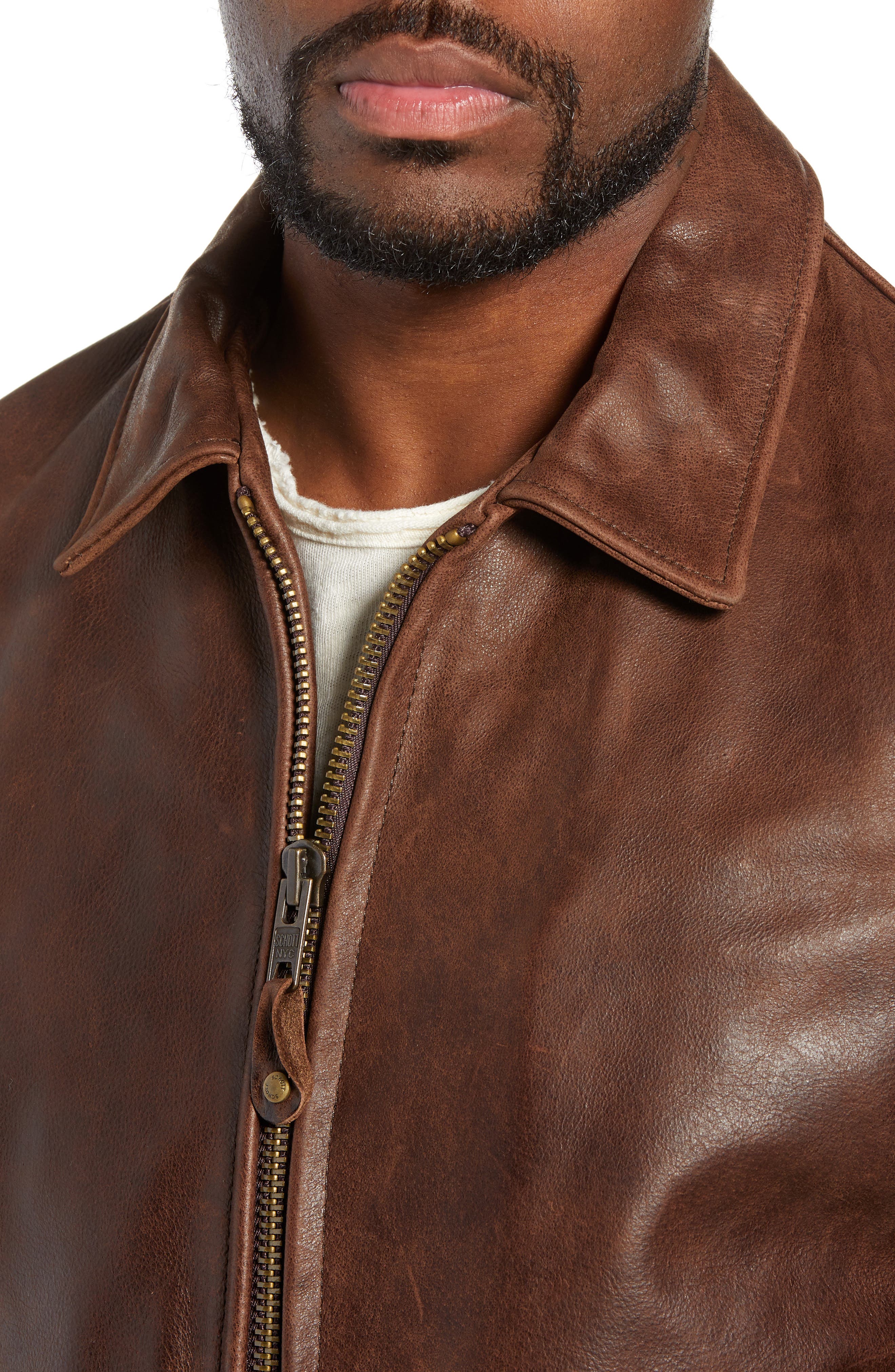 Schott NYC Waxy Naked Buffalo Leather Delivery Jacket | Nordstrom