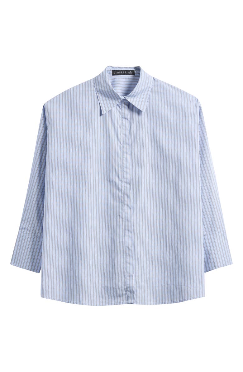 LIONESS Oversize Stripe Cotton Button-Up Shirt | Nordstromrack