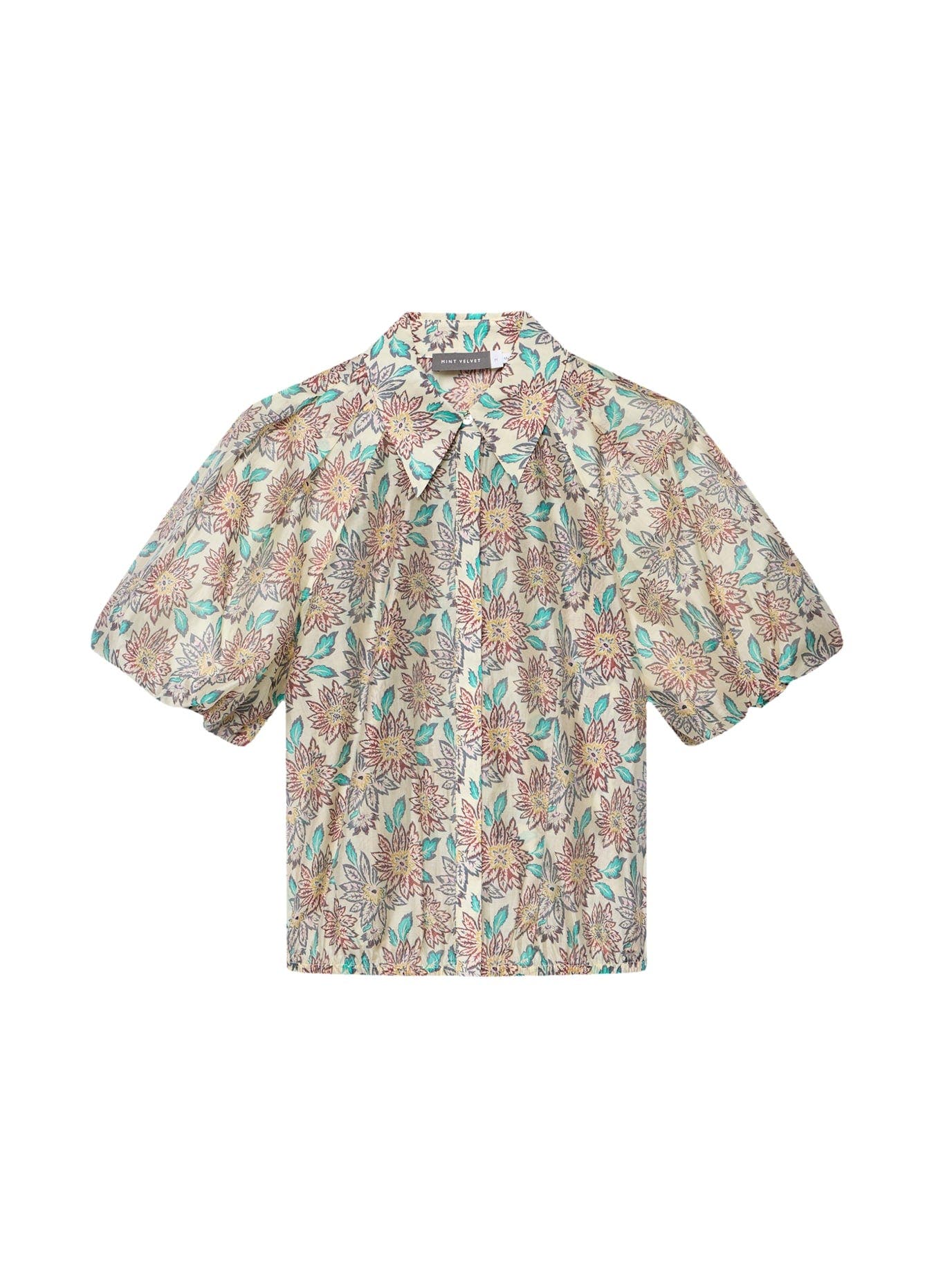 MINT VELVET Floral Print Puff Sleeve Shirt | Nordstrom