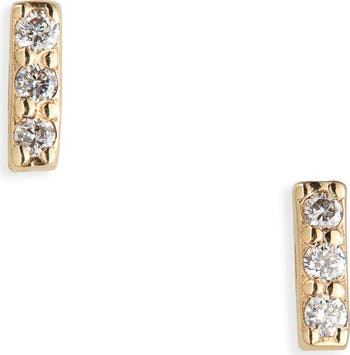 BYCHARI Mini Diamond Bar Stud Earrings | Nordstrom