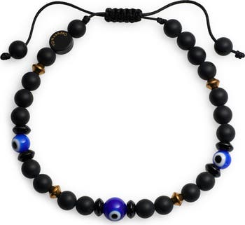 Caputo & Co. Men's Trinity Evil Eye Beaded Slide Bracelet | Nordstromrack