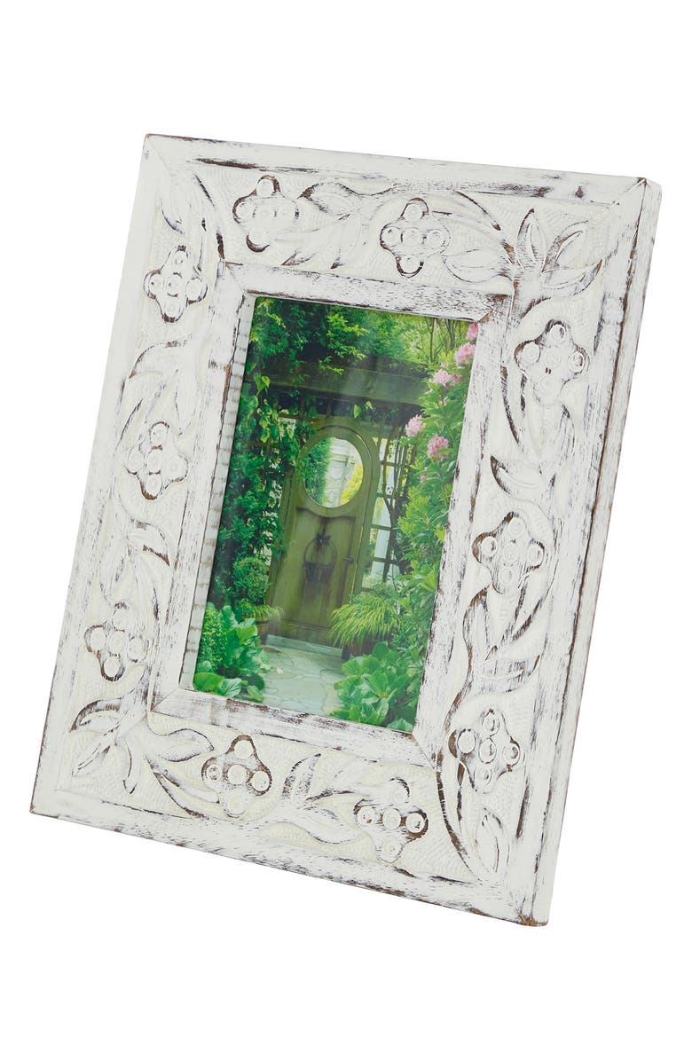 SONOMA SAGE HOME White Mango Wood Handmade Intricate Carved Floral ...
