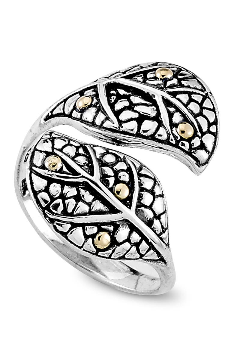SAMUEL B. Sterling Silver & 18K Yellow Gold Leaf Bypass Ring ...
