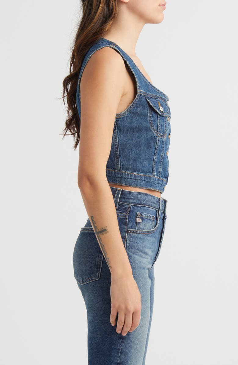 Re/Done Cotton Denim Crop Button-Up Vest | Nordstromrack