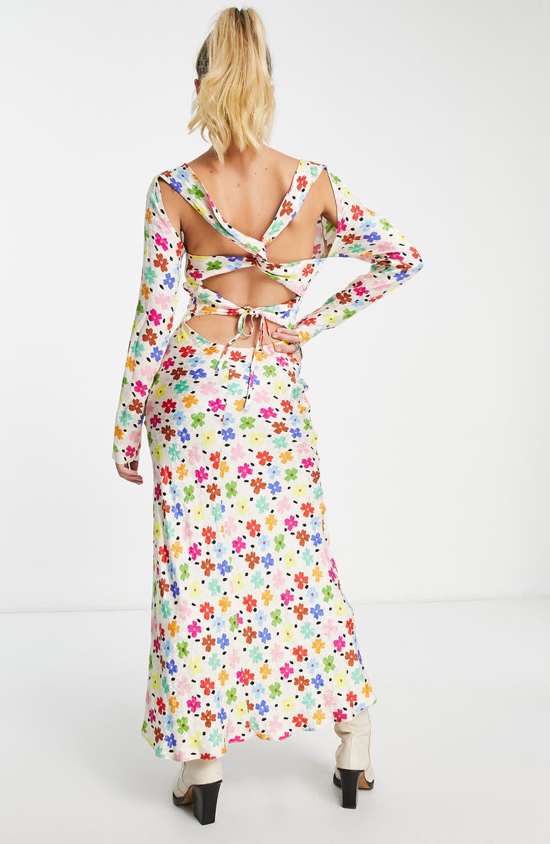 ASOS DESIGN Floral Long Sleeve Satin Maxi Dress | Nordstromrack