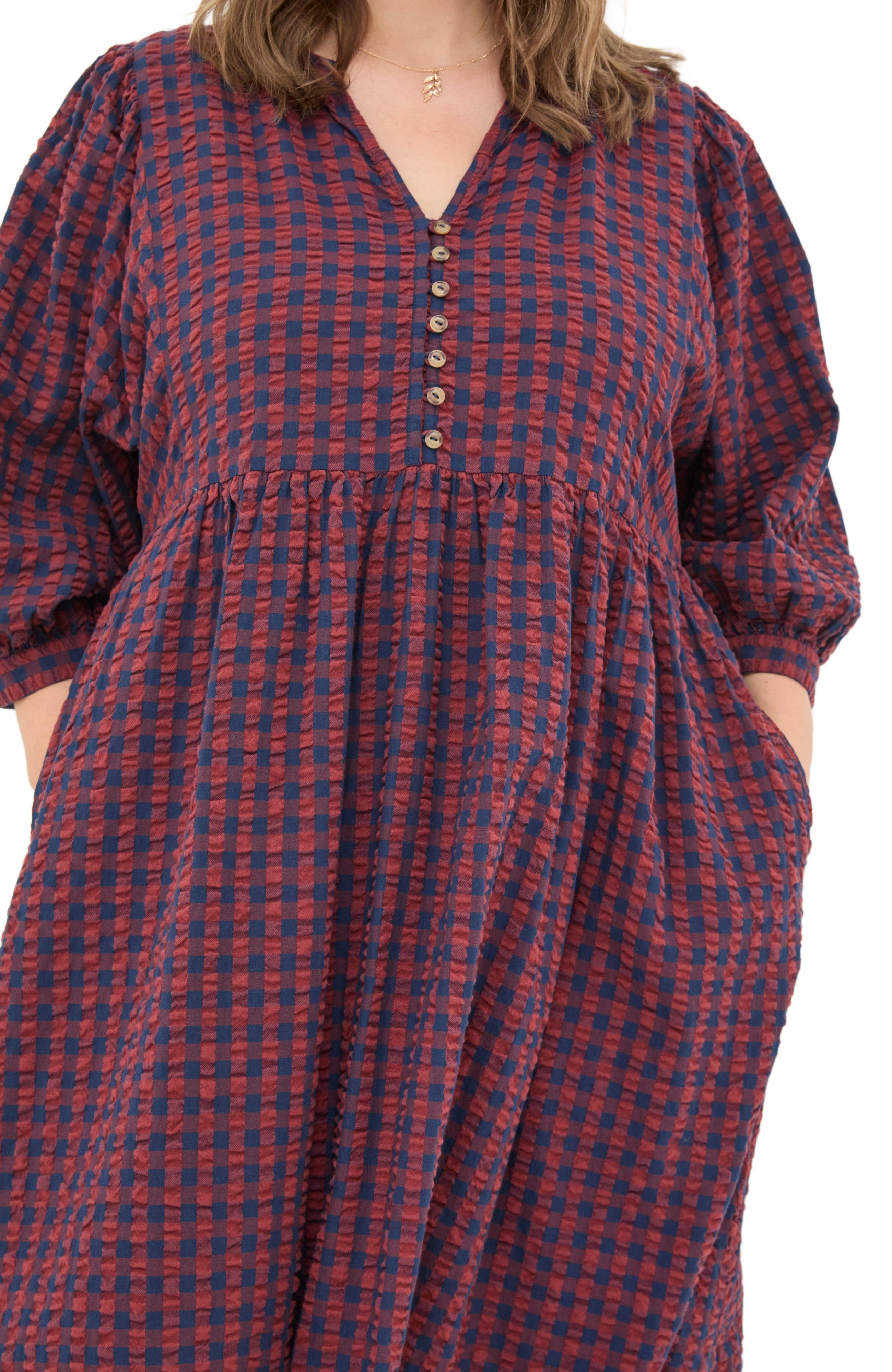 FatFace Women's Plus Size Ceil Gingham Midi Dress | Nordstrom