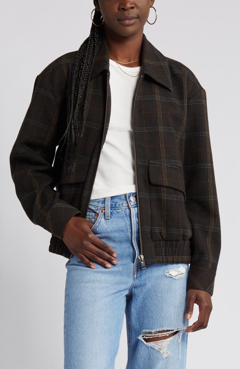 Treasure & Bond Oversize Plaid Recycled Polyester & Wool Blend Jacket ...