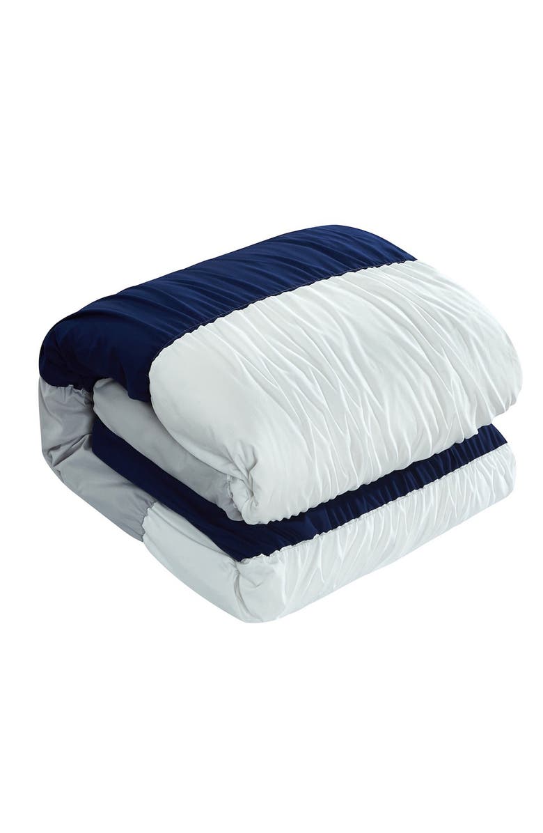 CHIC Jaye Ruched Color Block Design Twin Comforter Set - Plum - 7-Piece ...