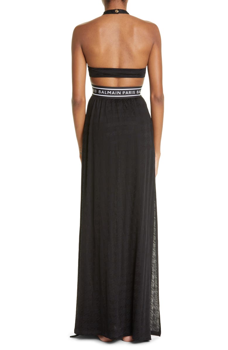 Balmain Logo Cutout Houndstooth Check Cover-Up Maxi Dress | Nordstrom