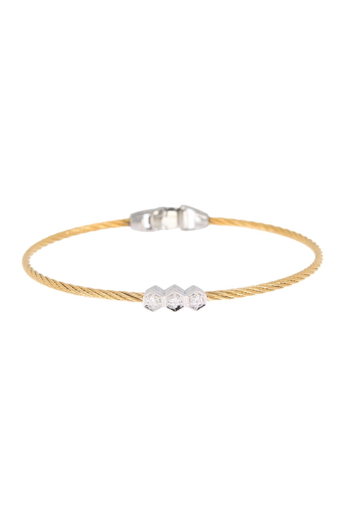 ALOR® 18K Yellow Gold Stainless Steel Diamond Cable Cascade Chain ...