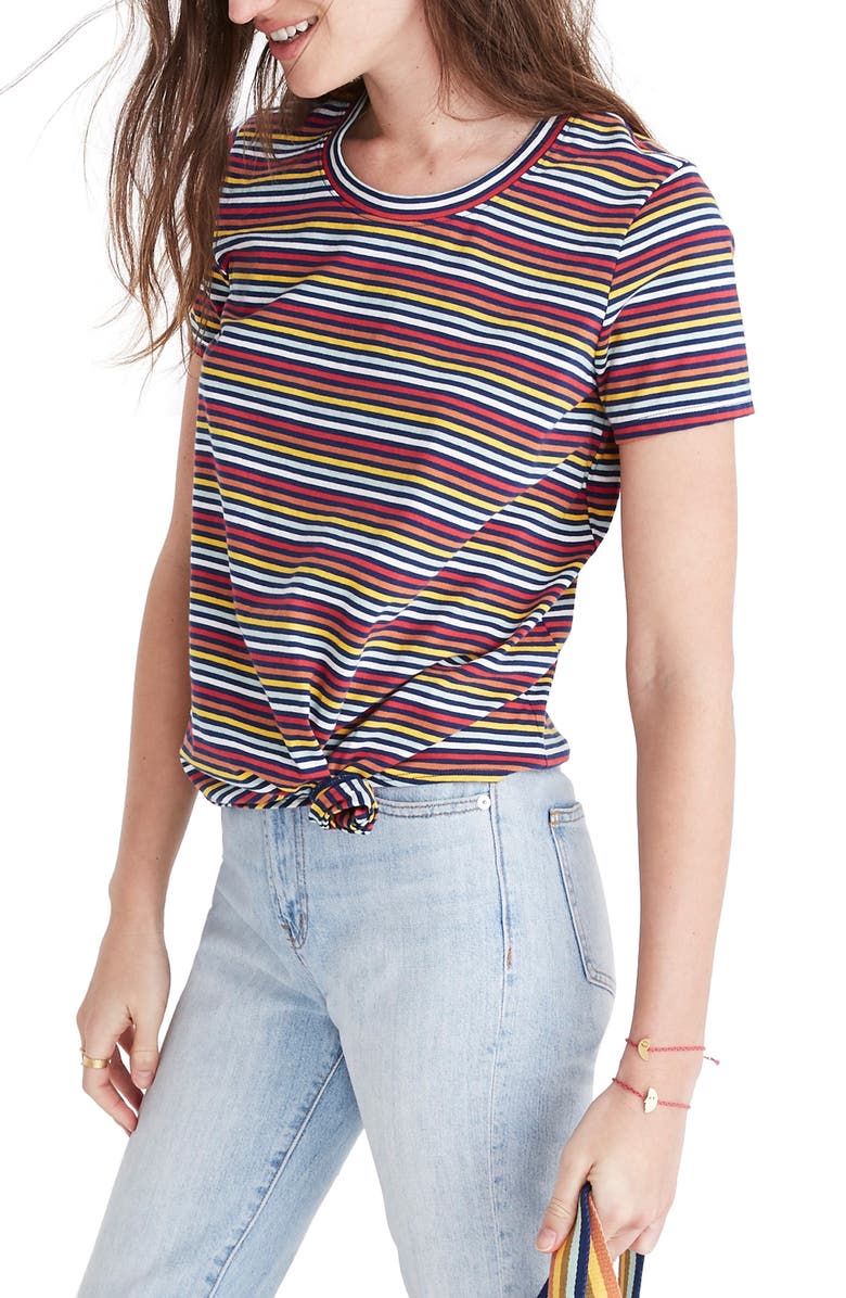 Madewell Rainbow Stripe Knot Front Tee | Nordstromrack