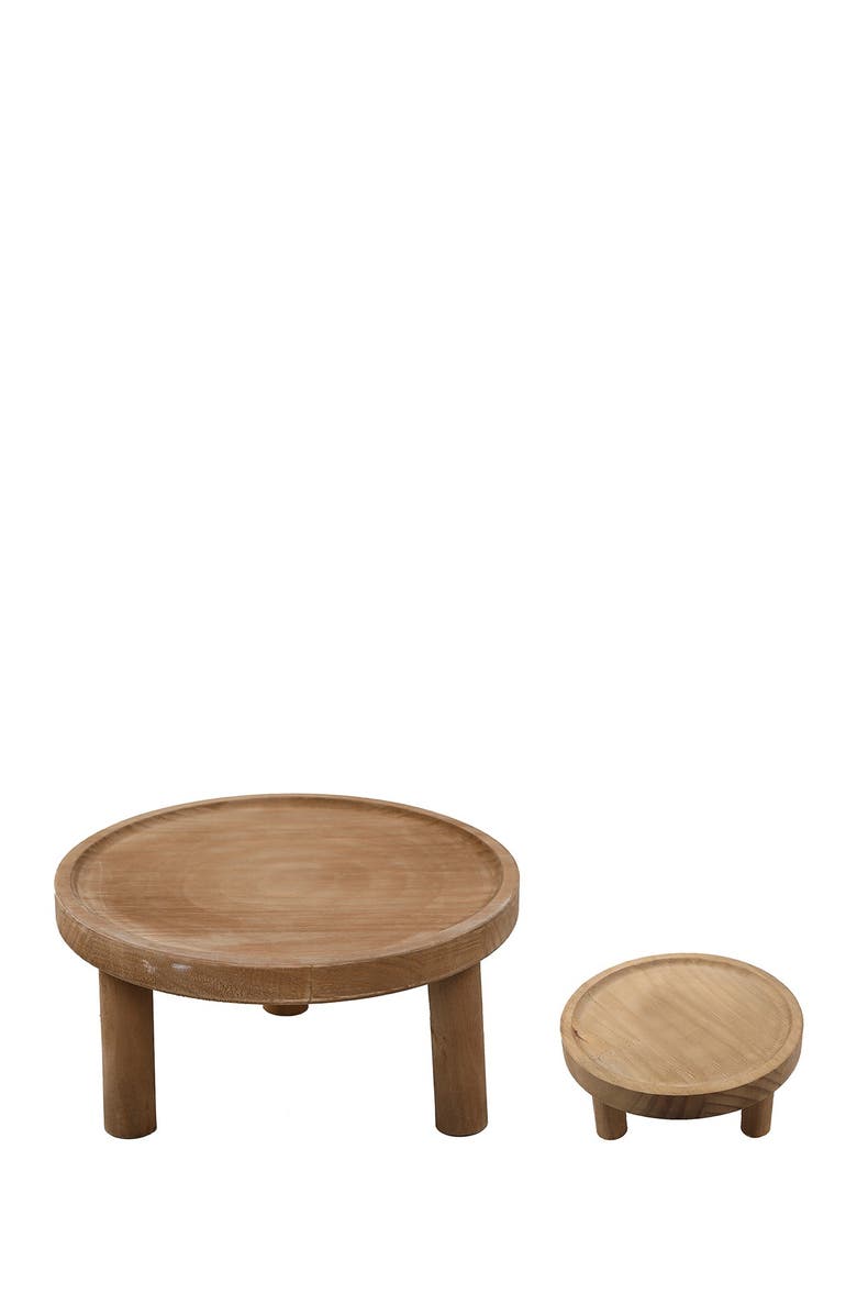 FLORA BUNDA Dark Brown 10" & 7" Wood Footed Plant Stand 2-Piece Set ...