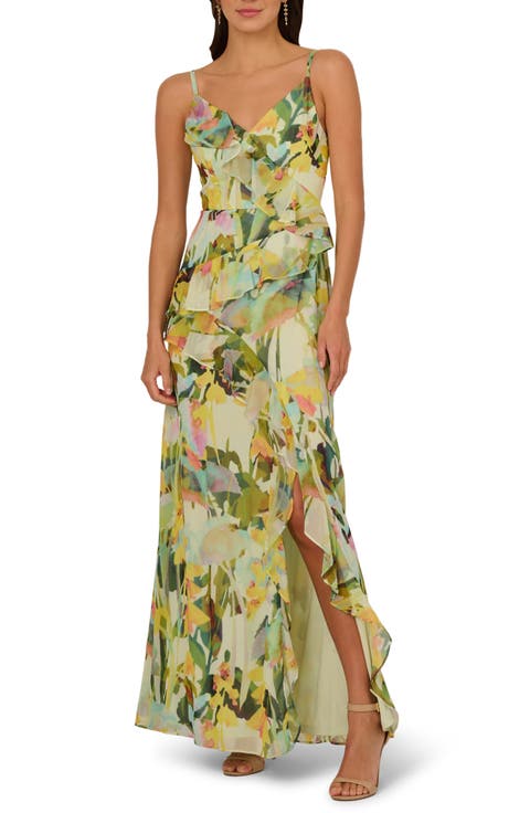 Green Floral Dresses for Women