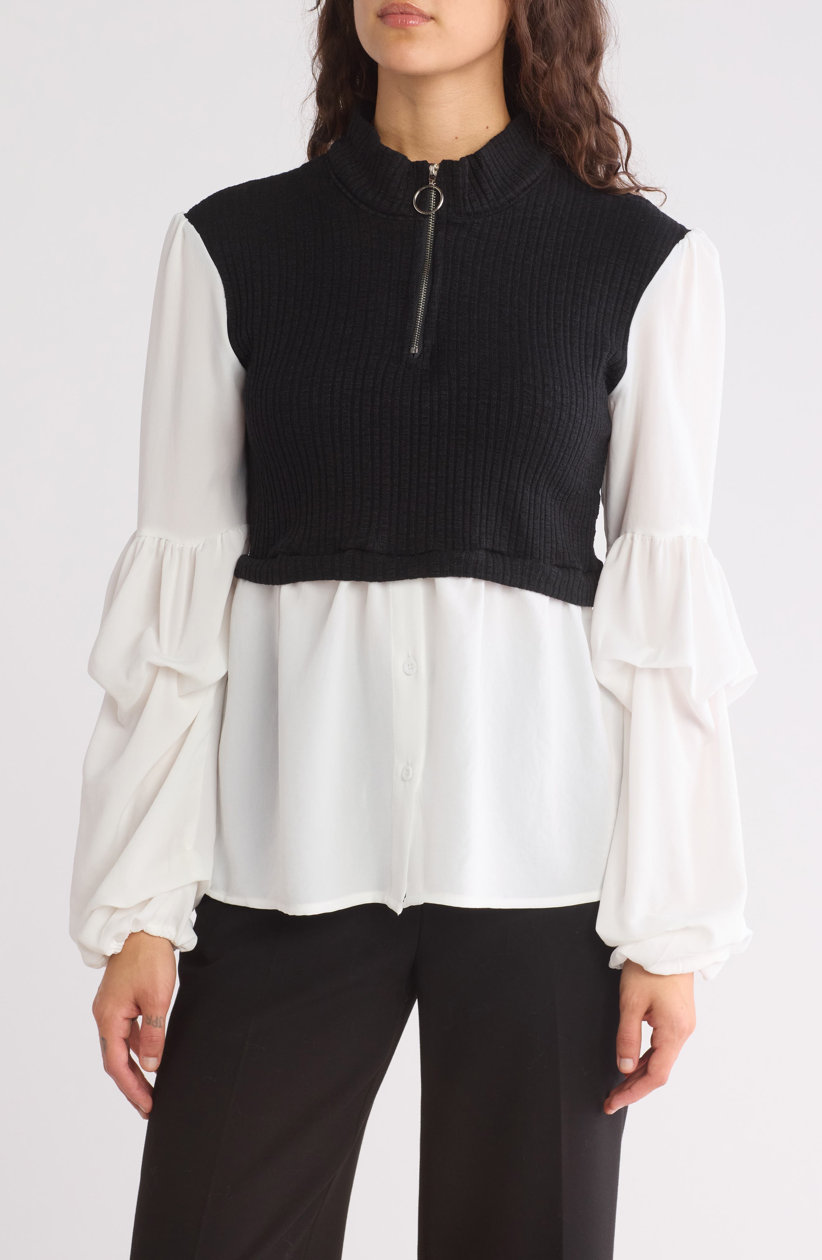 PATRIZIA LUCA Balloon Sleeve Twofer Top | Nordstromrack