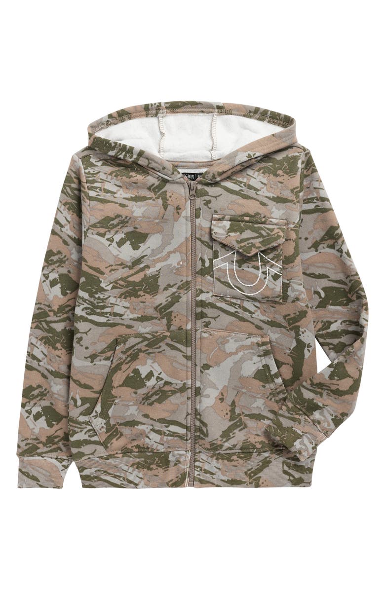 True Religion Kids' Logo Puff Ink Zip-Up Hoodie | Nordstromrack