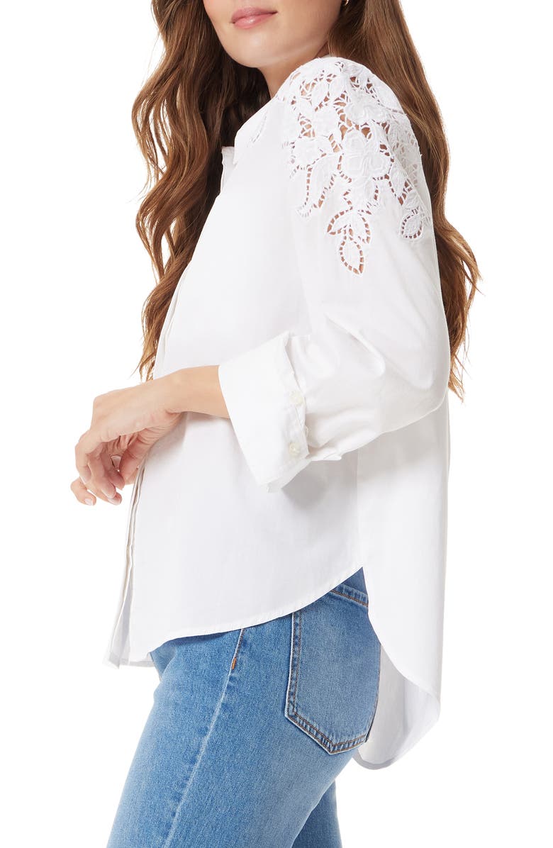 Sam Edelman Dorey Oversize Lace Inset Cotton Button-Up Shirt ...