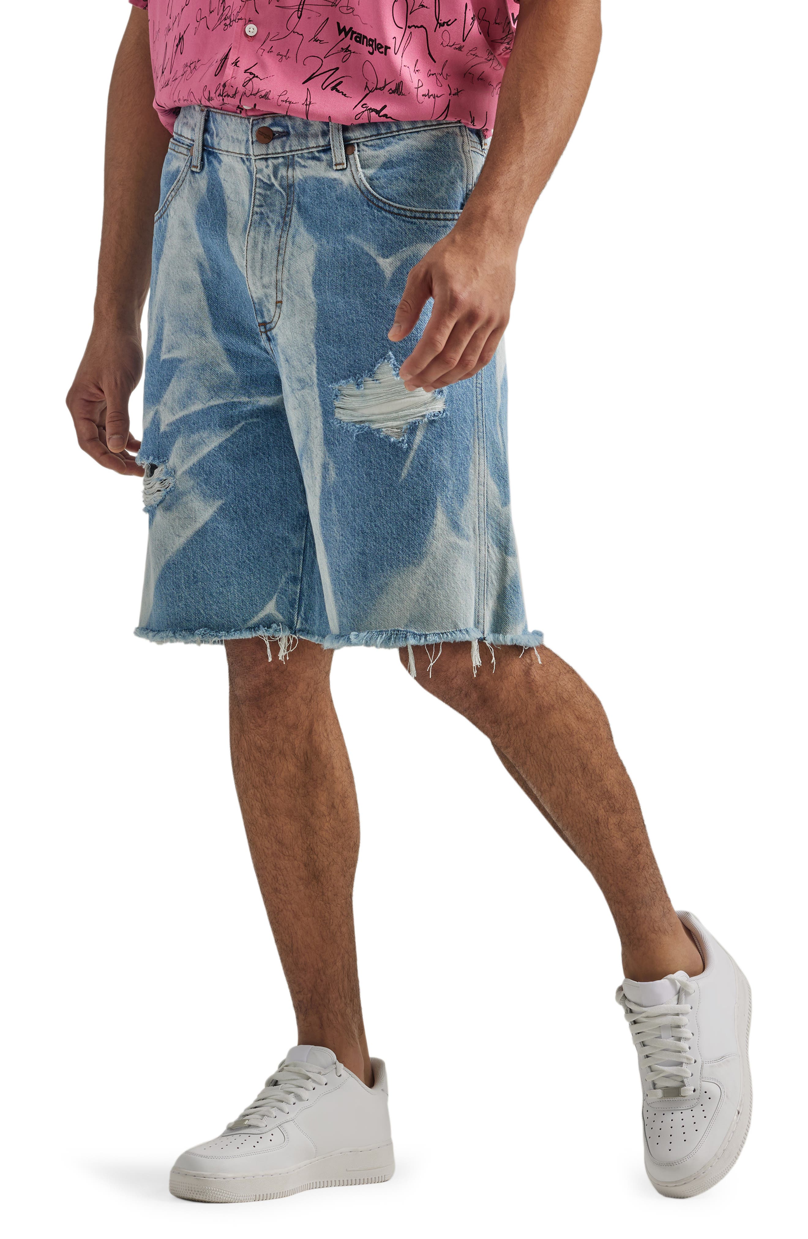 Wrangler Distressed Loose Fit Raw Hem Denim Shorts | Nordstromrack
