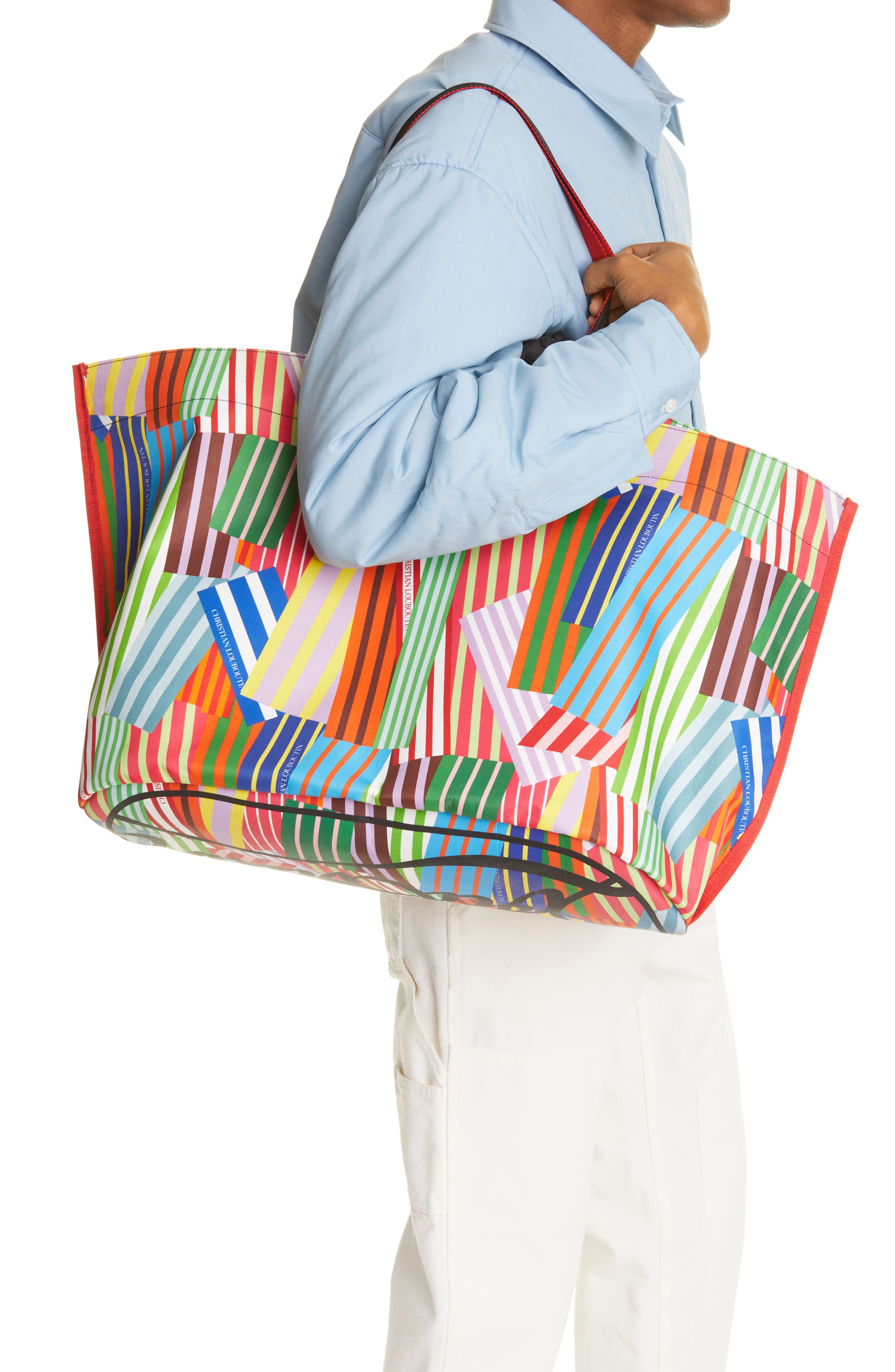 Christian Louboutin Loutote Beach Stripe Nylon Tote | Nordstrom